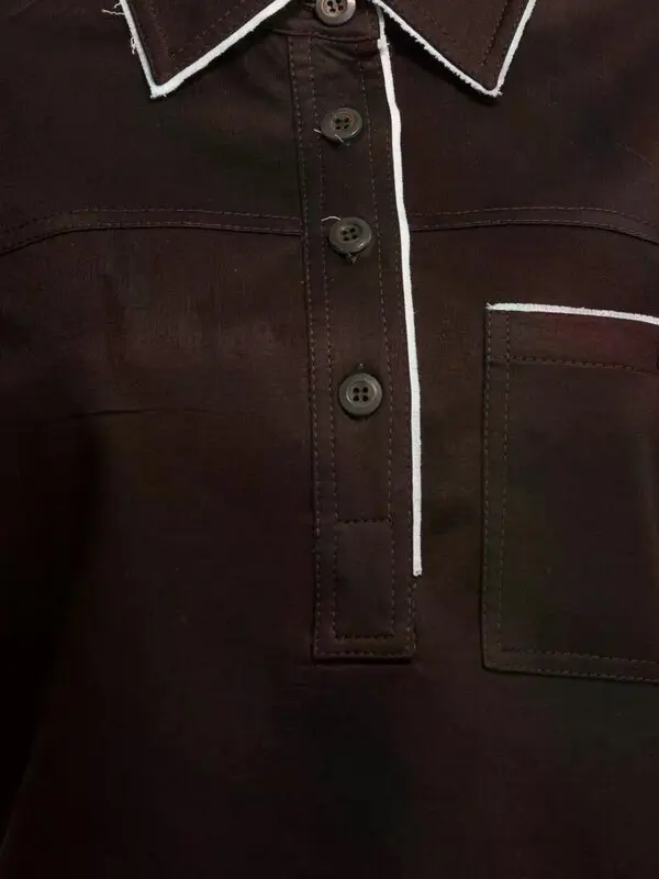 Prada Piped Polo Top - Brown
