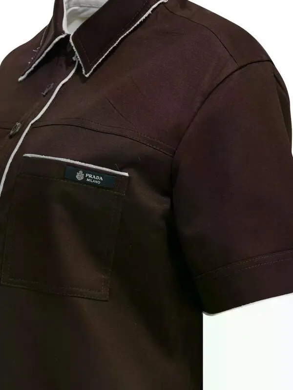 Prada Piped Polo Top - Brown