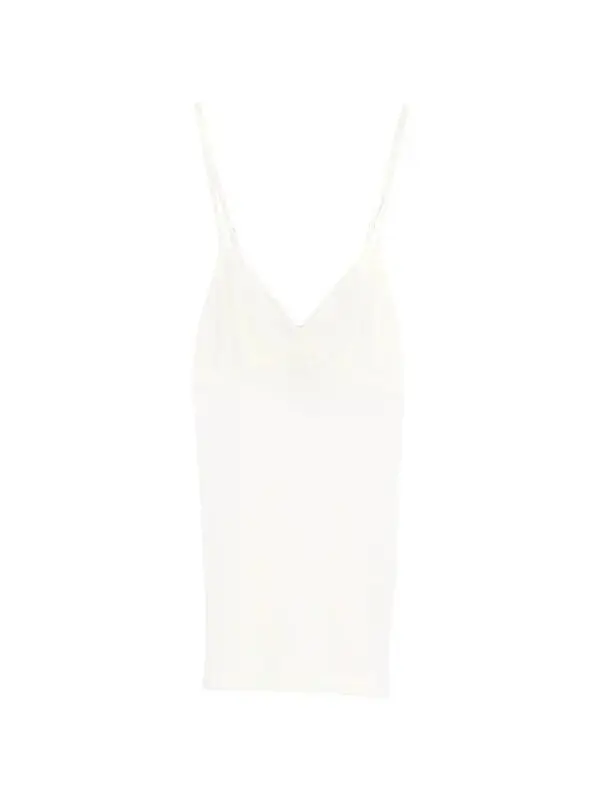 FORTE_FORTE Scalloped Trim V-neck Spaghetti Strap Top - Neutrals