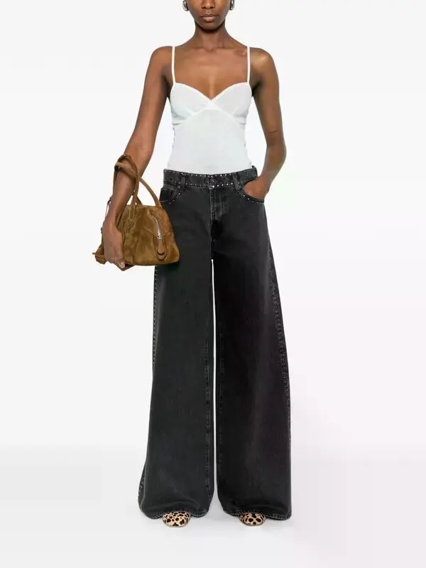 FORTE_FORTE Scalloped Trim V-neck Spaghetti Strap Top - Neutrals