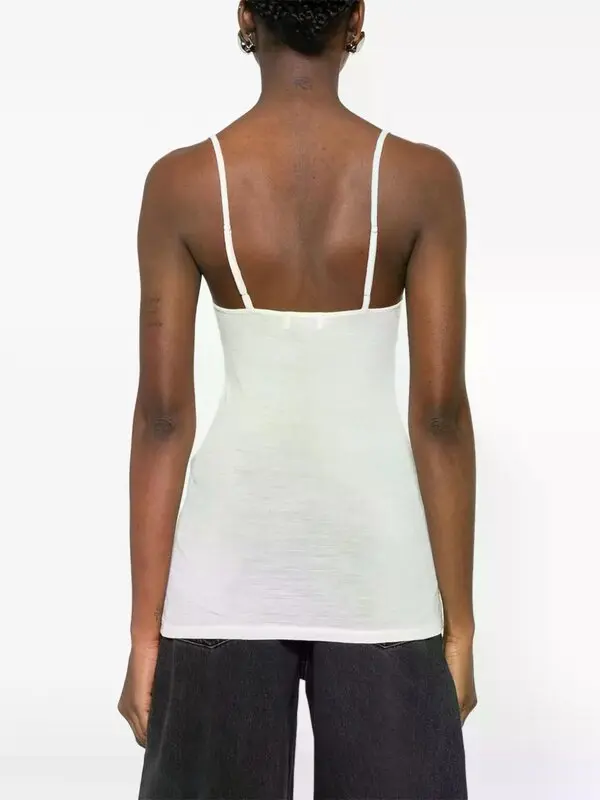 FORTE_FORTE Scalloped Trim V-neck Spaghetti Strap Top - Neutrals