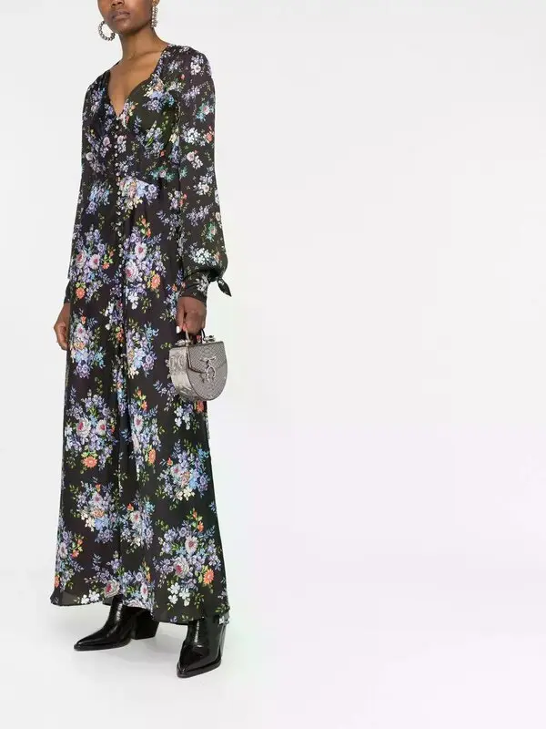 Rabanne Floral Print Long-sleeve Maxi Dress