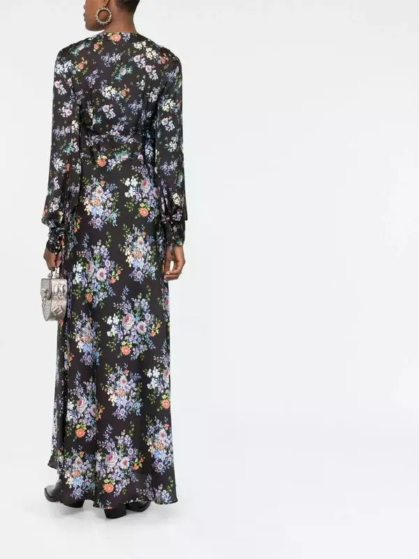 Rabanne Floral Print Long-sleeve Maxi Dress