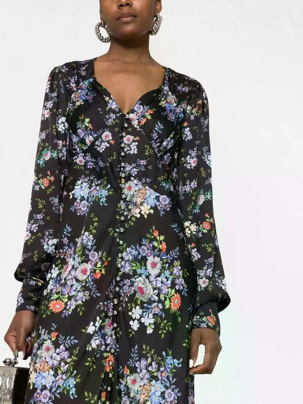 Rabanne Floral Print Long-sleeve Maxi Dress