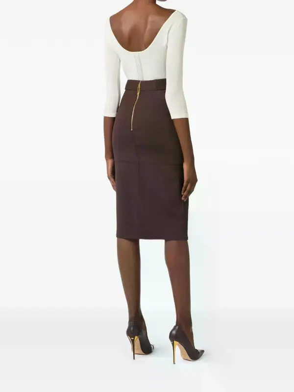 Elisabetta Franchi Logo Plaque Knit Top - Neutrals