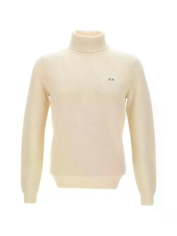 SUN 68 Embroidered Logo Roll-neck Sweater - Neutrals