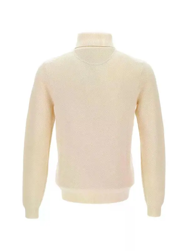 SUN 68 Embroidered Logo Roll-neck Sweater - Neutrals
