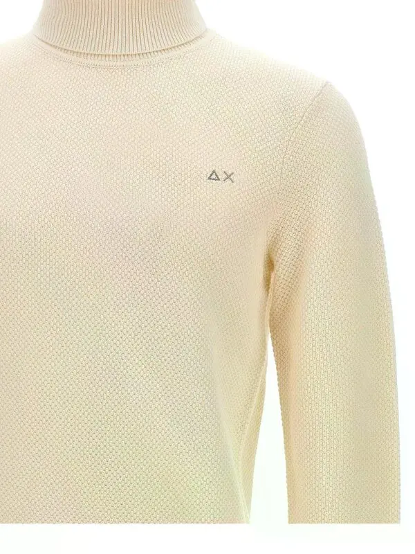 SUN 68 Embroidered Logo Roll-neck Sweater - Neutrals