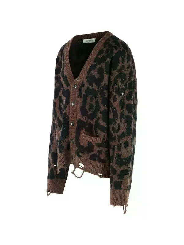 LANEUS Leopard-pattern Cardigan
