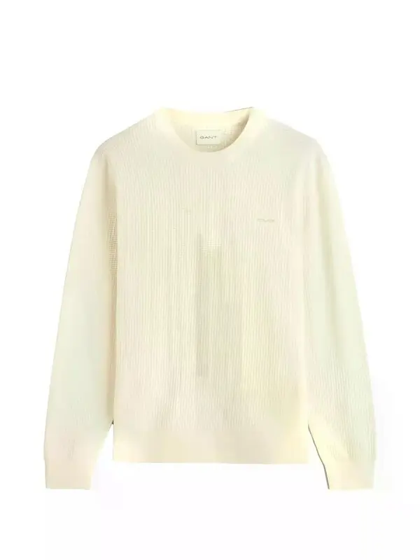 Gant Crew-neck Waffle Knit Sweater - Neutrals