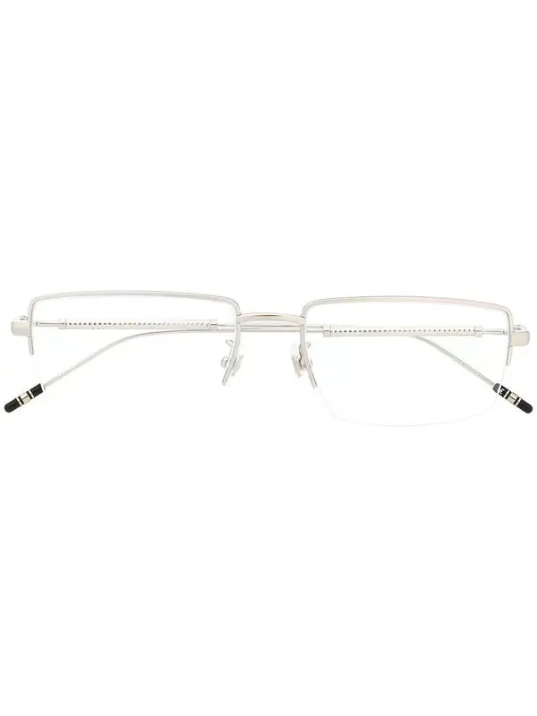 Montblanc Polished Square-frame Glasses - Silver