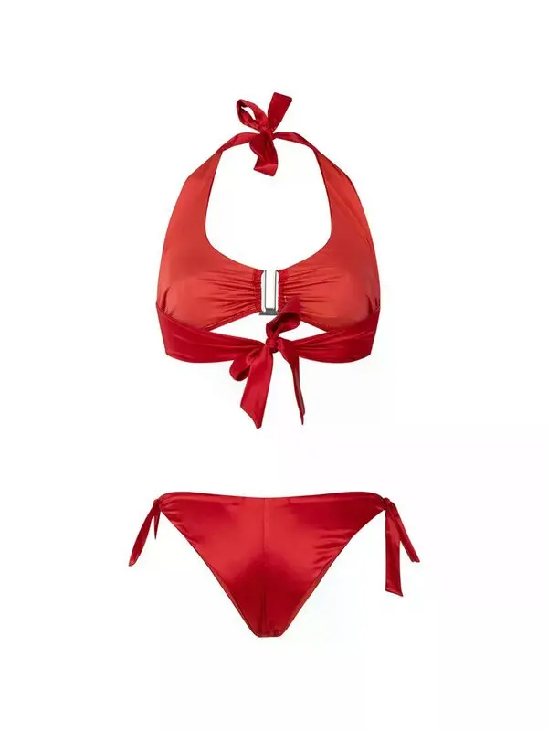 PARAMIDONNA Halterneck Bikini With Tie Detail - Red