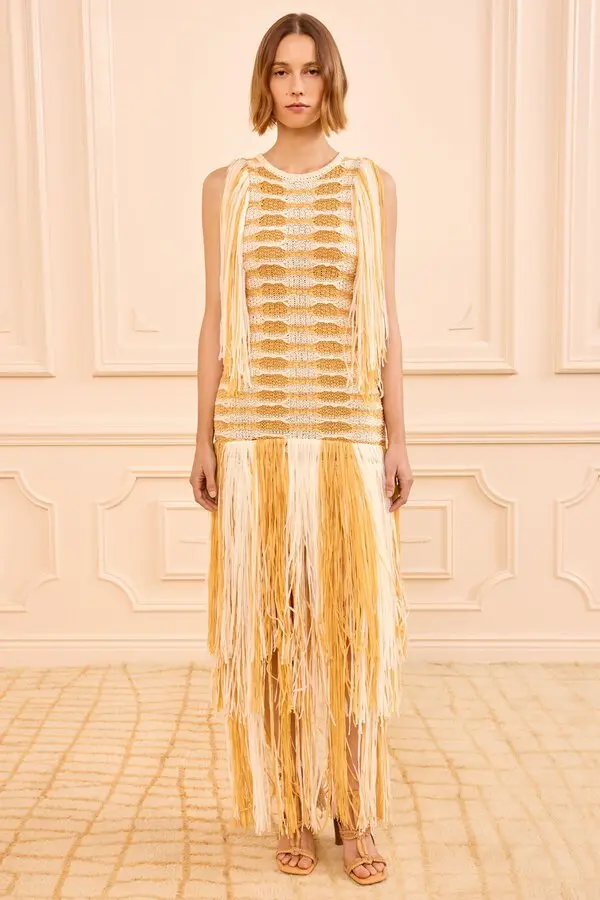 Ulla Johnson Silvia Fringe Knit Maxi Dress