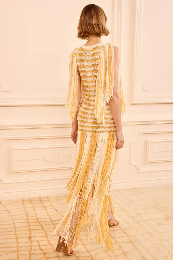 Ulla Johnson Silvia Fringe Knit Maxi Dress