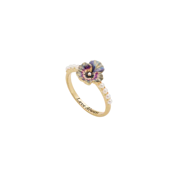 FABLE ENGLAND Pansy & Pearl Ring - Gold