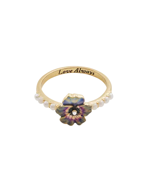 FABLE ENGLAND Pansy & Pearl Ring