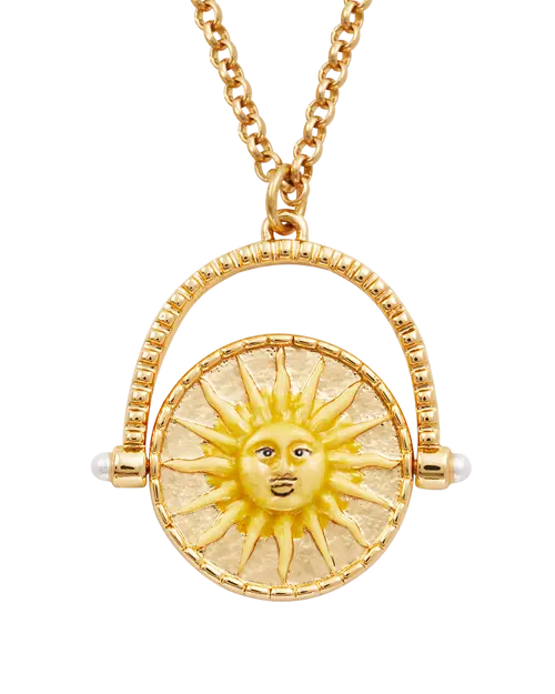 FABLE ENGLAND Sun & Moon Spinner Pendant Necklace