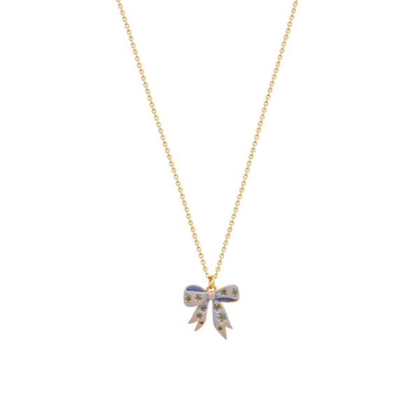 FABLE ENGLAND Forget Me Not Bow Pendant Necklace - Gold