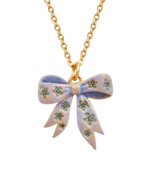 FABLE ENGLAND Forget Me Not Bow Pendant Necklace