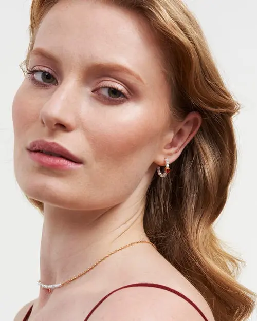 FABLE ENGLAND Love Heart Pearl Hoop Earrings