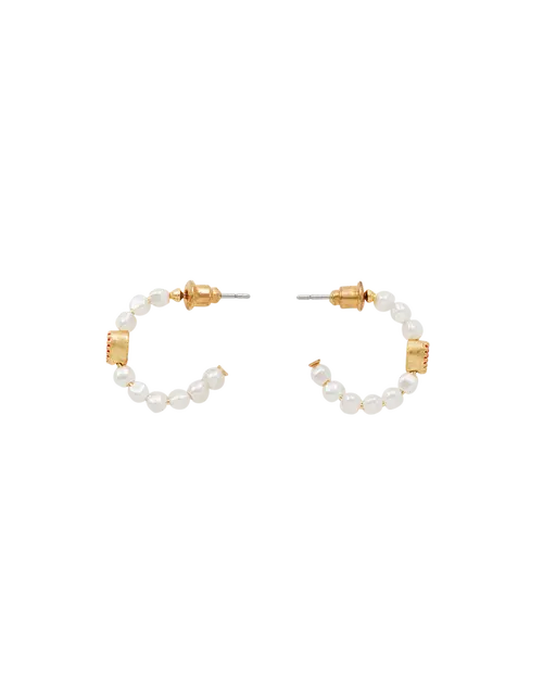 FABLE ENGLAND Love Heart Pearl Hoop Earrings