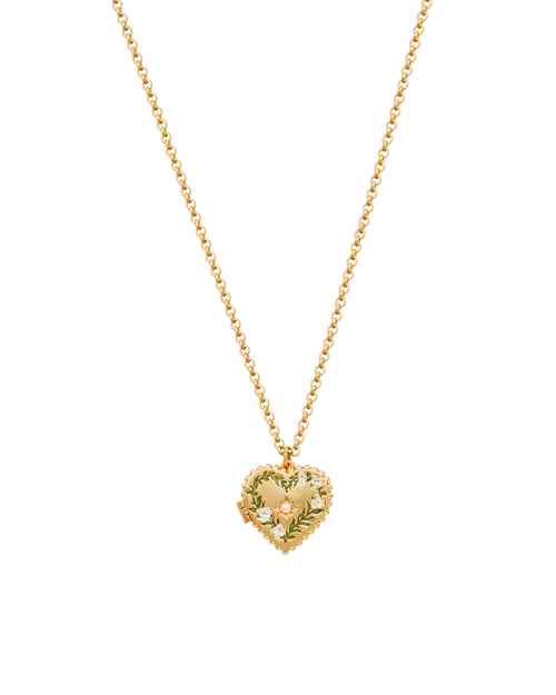 FABLE ENGLAND Jasmine Heart Locket Necklace - Gold