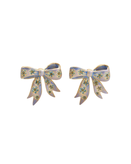 FABLE ENGLAND Forget Me Not Bow Stud Earrings - Gold