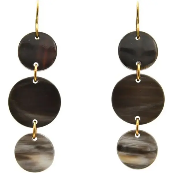 MAADILI COLLECTIVE Triple Circle Geometric Horn Dangle Earrings - Black