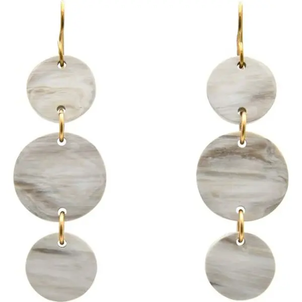 MAADILI COLLECTIVE Triple Circle Geometric Horn Dangle Earrings - White