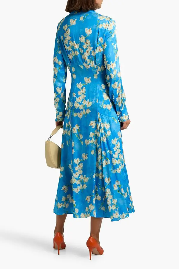 emilia wickstead blue floral dress Leila Dress In Genzianella In Blue Flowers On Duck Egg