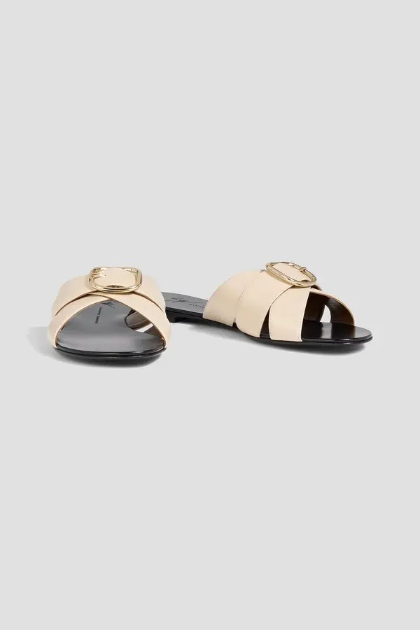 GIUSEPPE ZANOTTI Nuvòrock 10 Leather Slides - Cream