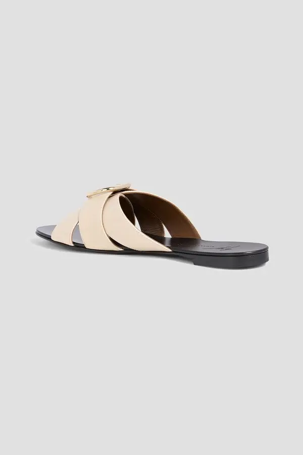 GIUSEPPE ZANOTTI Nuvòrock 10 Leather Slides - Cream