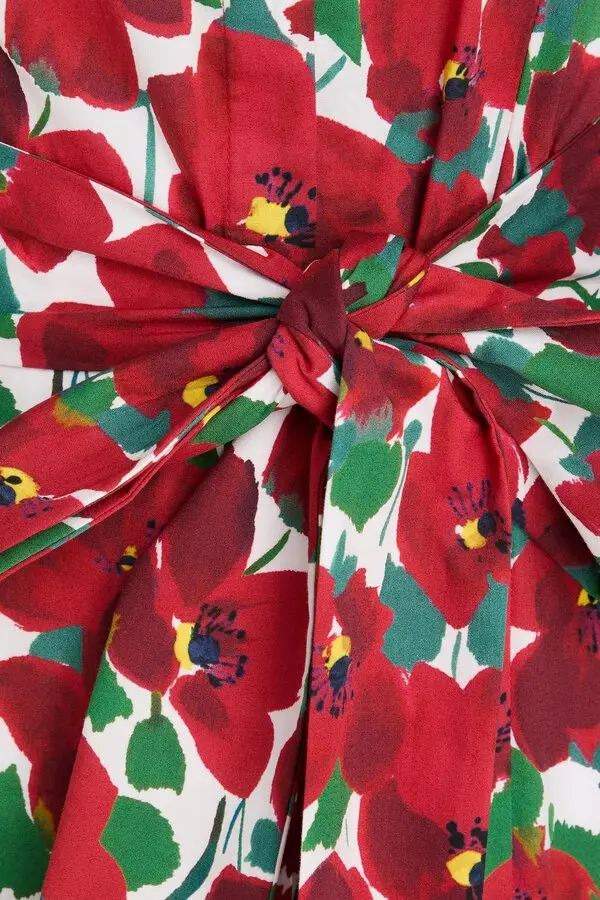 carolina herrera red floral dress Floral cotton-blend shirt dress in red - Carolina Herrera