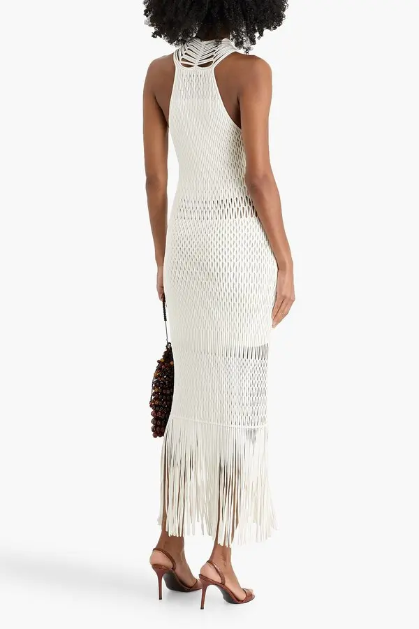 Simkhai Sanchez Fringed Open-knit Midi Dress