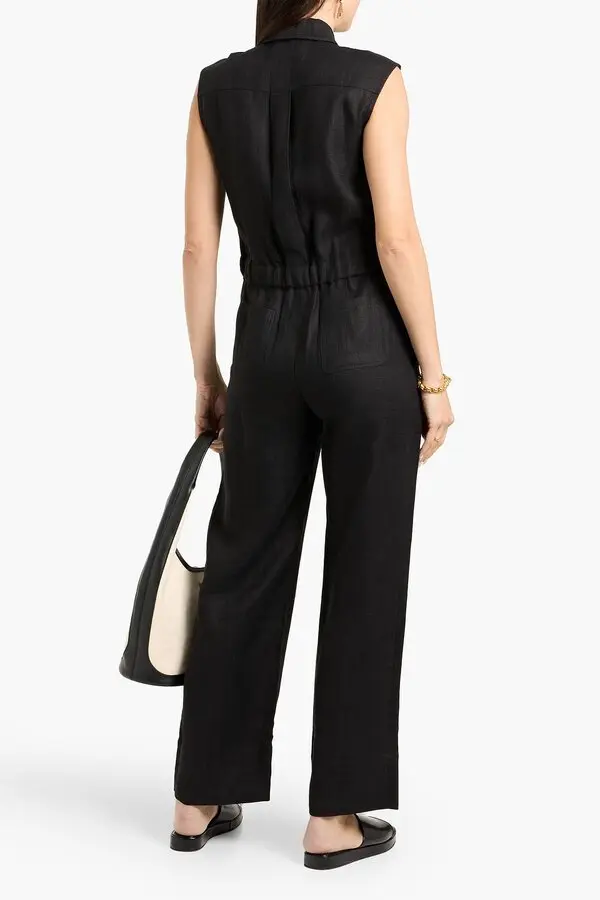Another Tomorrow Linen-blend Twill Jumpsuit