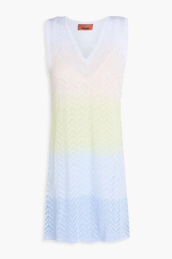Missoni Crochet-knit Mini Dress - Light Blue