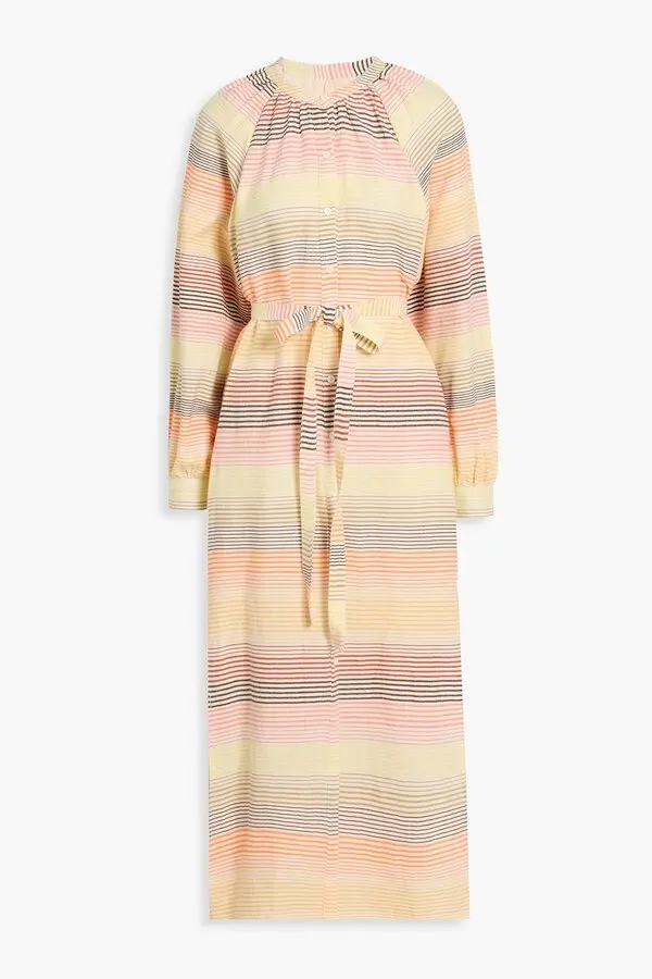 LEMLEM Striped Cotton-blend Maxi Shirt Dress