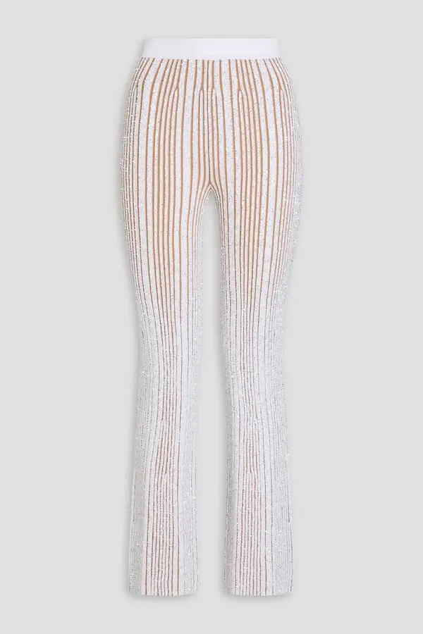 Missoni Metallic Ribbed-knit Bootcut Pants - Off-white