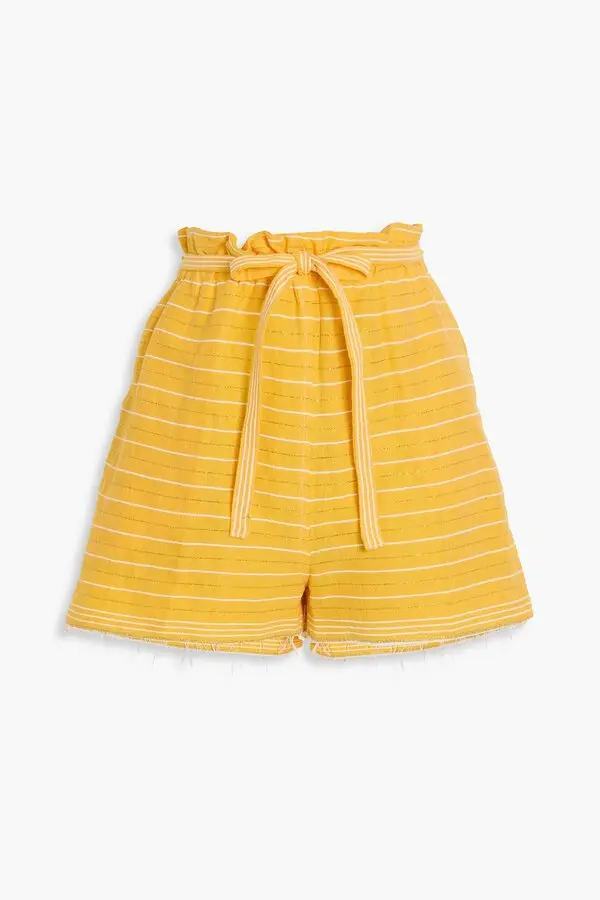 LEMLEM Belted Striped Cotton Shorts