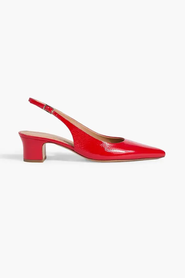 MANSUR GAVRIEL Patent Leather Slingback Pumps - Red