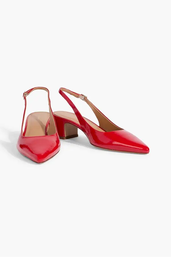 MANSUR GAVRIEL Patent Leather Slingback Pumps - Red