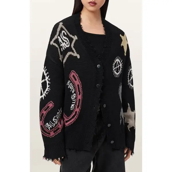 ALLSAINTS Hester Western Cotton Jacquard Cardigan