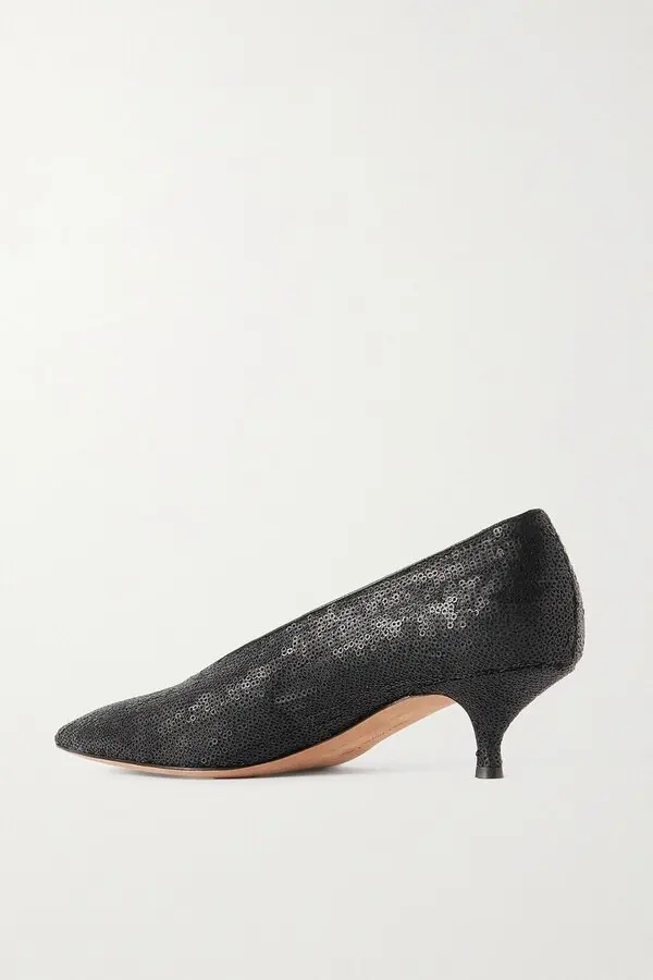 EMME PARSONS Veneto Sequined Leather Pumps - Black