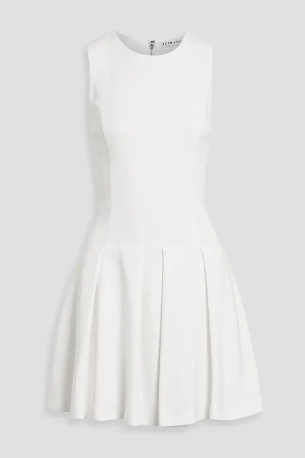 Alice + Olivia Adley Pleated Mini Dress - White