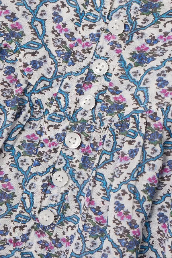 MARANT ETOILE Kildi Belted Floral-print Mini Dress - Azure