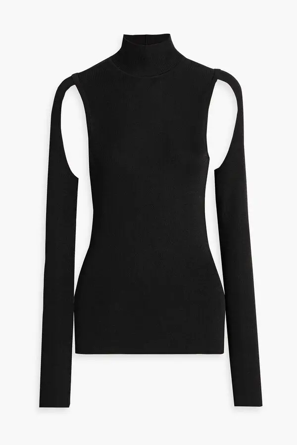 Helmut Lang Cutout Stretch-knit Turtleneck Top