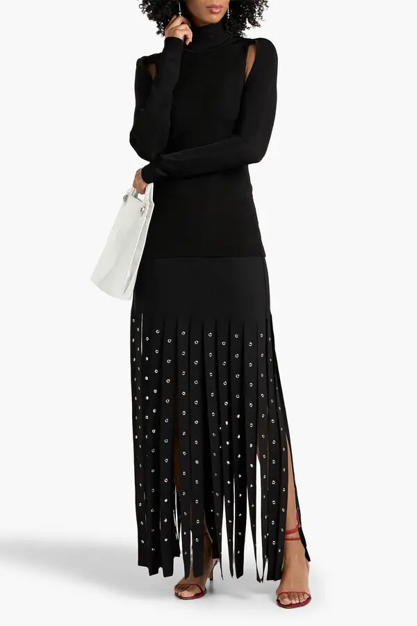 Helmut Lang Cutout Stretch-knit Turtleneck Top