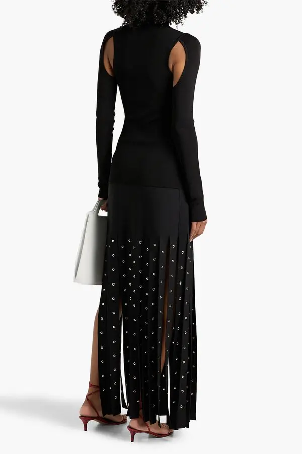 Helmut Lang Cutout Stretch-knit Turtleneck Top