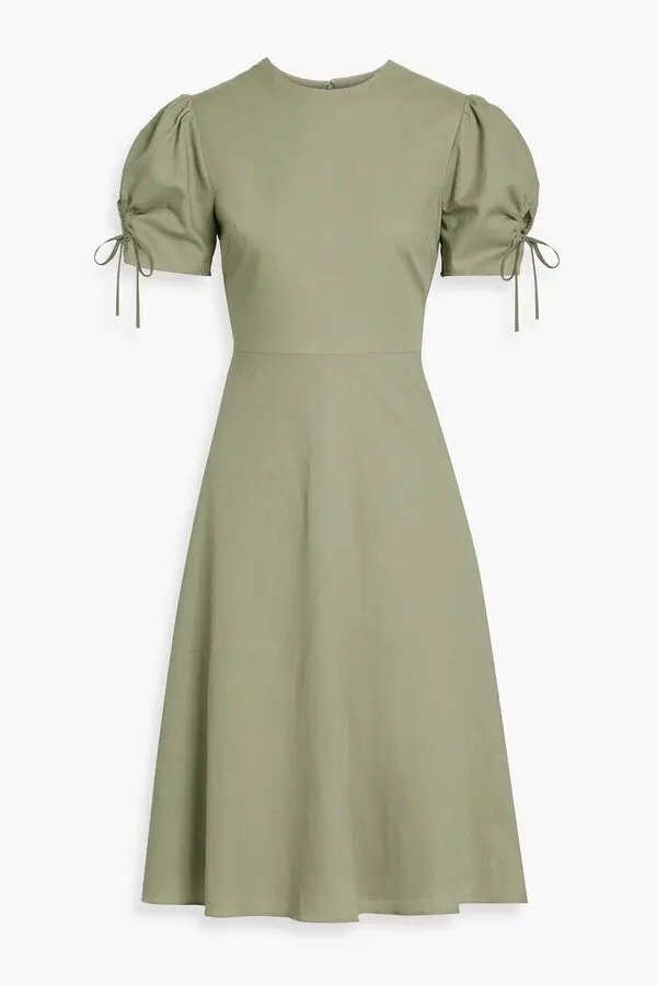 MIKAEL AGHAL Cotton And Linen-blend Dress - Sage Green