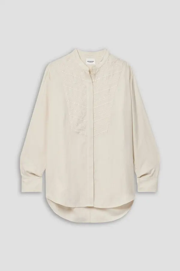 MARANT ETOILE Britten Embroidered Lyocell Shirt - Ecru